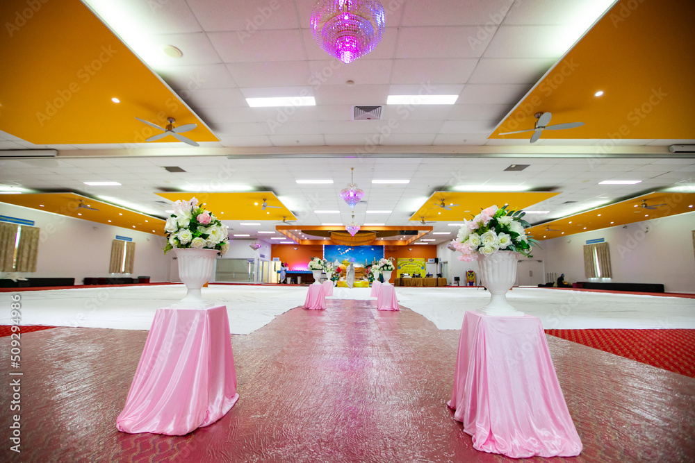 Punjabi Sikh temple gurudwara interiors and decorations Stock Photo ...