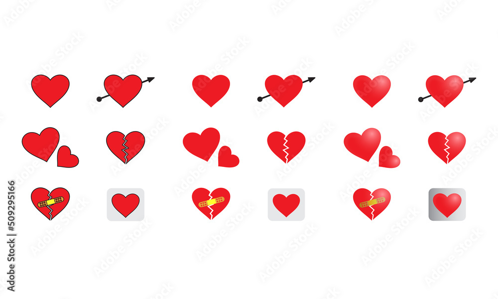 Red heart love emojis icons, vector illustration emoticons, symbols ...