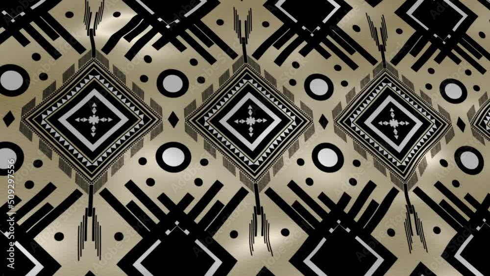 Video motion graphic background. Geometric ethnic pattern on silk fabric wind. Design for fabric ...