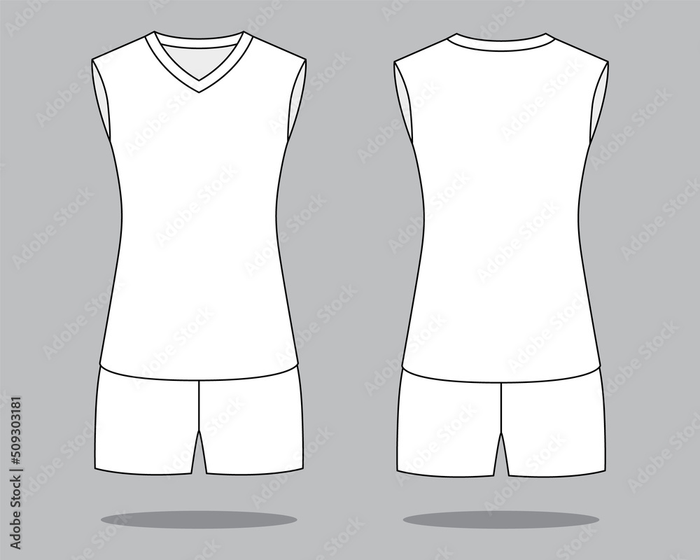 Women s Blank White Sleeveless Volleyball Jersey Template On Gray 