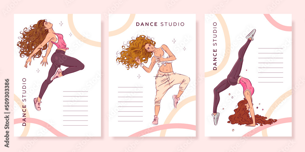 Hand drawn dance studio poster collection. Vector illustration of ...