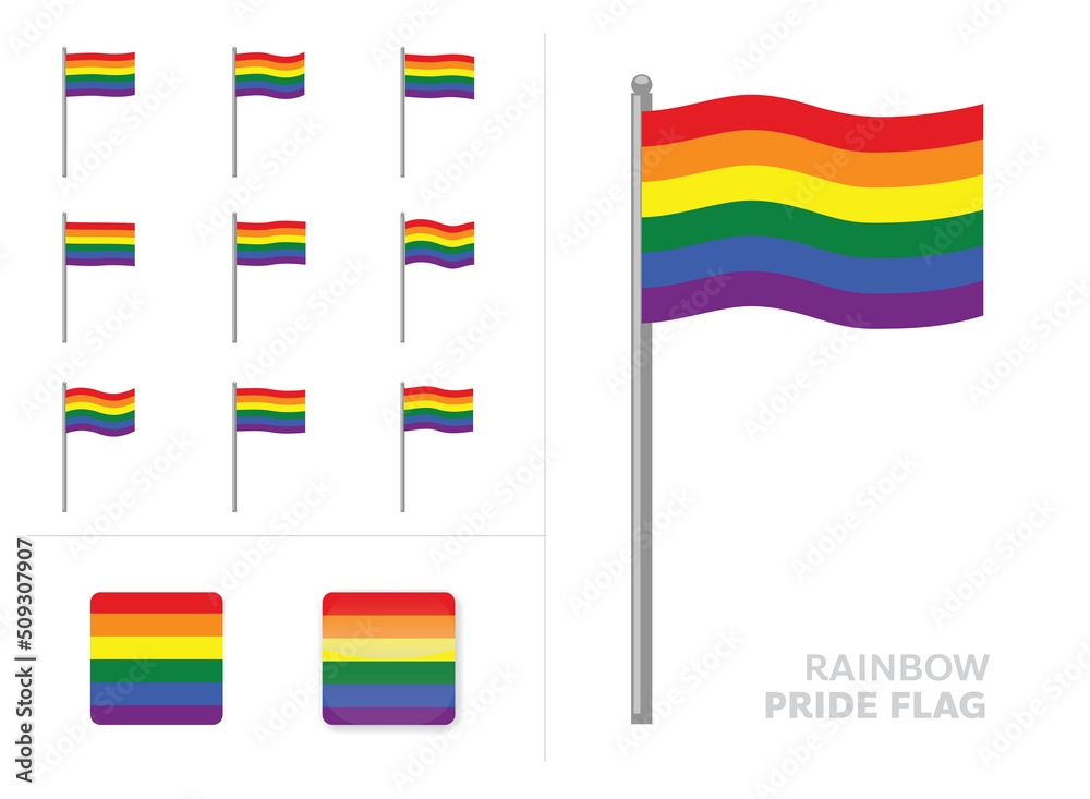 Rainbow Pride Flag Waving Animation App Icon Vector Stock Vector