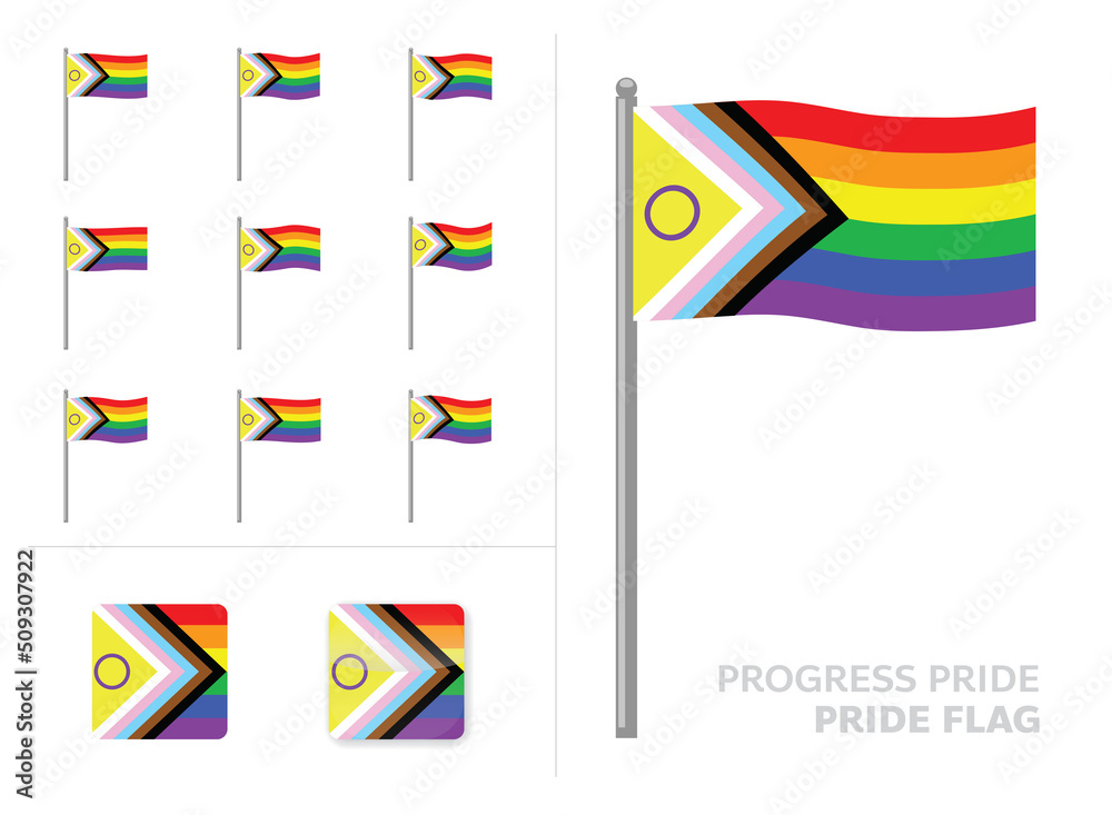 Rainbow Pride Flag Progress Waving Animation App Icon Vector Stock ...