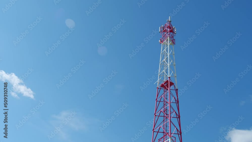 Signal tower or mobile phone tower with dayligth. Modern communication ...
