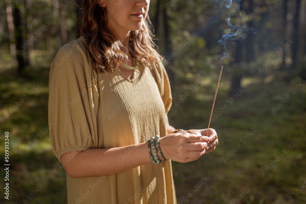 occult science and supernatural concept - close up of woman or witch ...