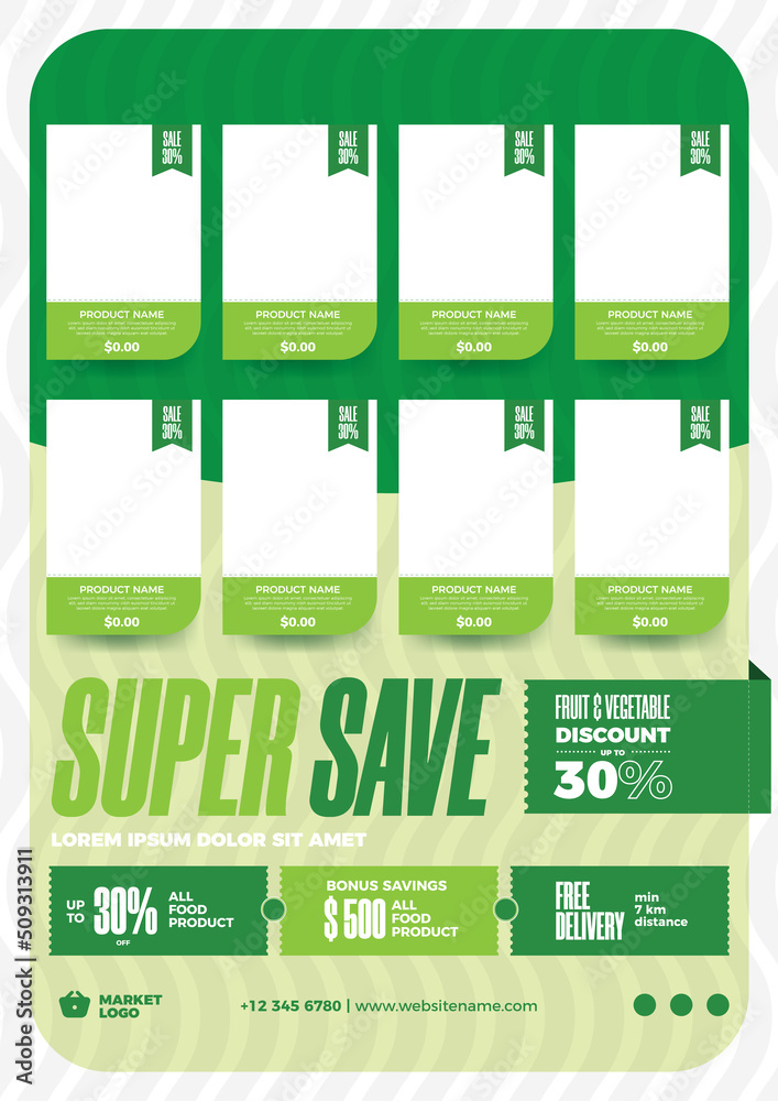 grocery store product catalog template a4 size Stock Vector | Adobe Stock