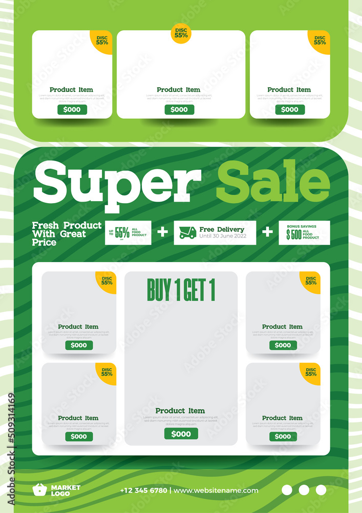 grocery store promotion editable catalog template Stock Vector | Adobe ...