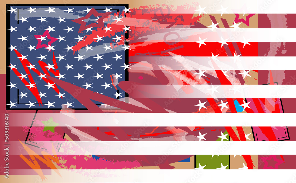 American flag graffiti, colorful pop art background USA vector. Stock ...