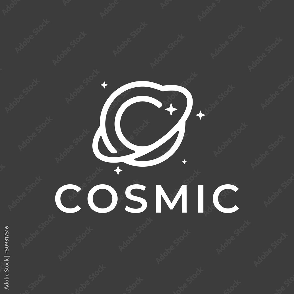 the letter C logo that makes up the cosmic planet Stock Vector | Adobe ...