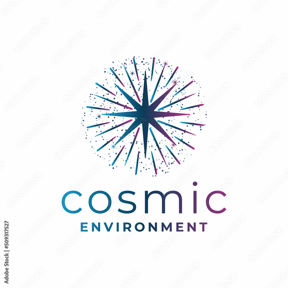 cosmic environment logo with a star circling the center of the star ...