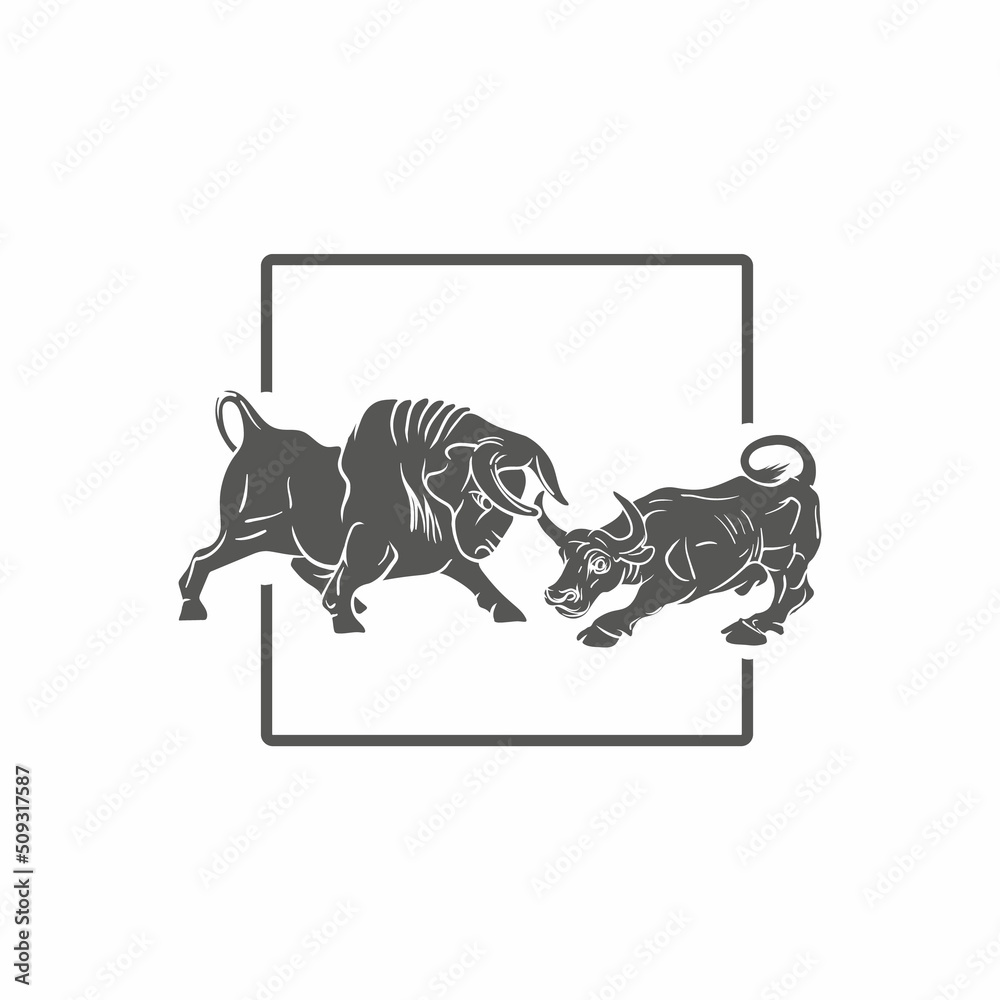 bull and buffalo fight logo Stock Vector | Adobe Stock