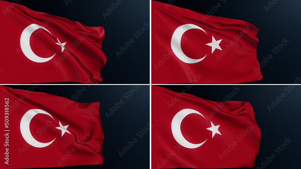 Turkey flag. Ankara sign. Transcontinental country. Collection of red ...