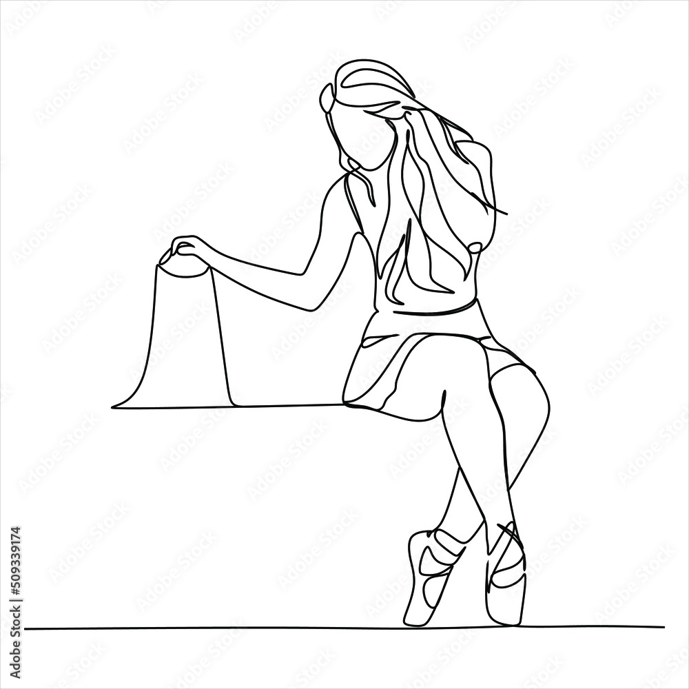 Continuous line drawing. Ballerina ballet dancer. Vector illustration ...