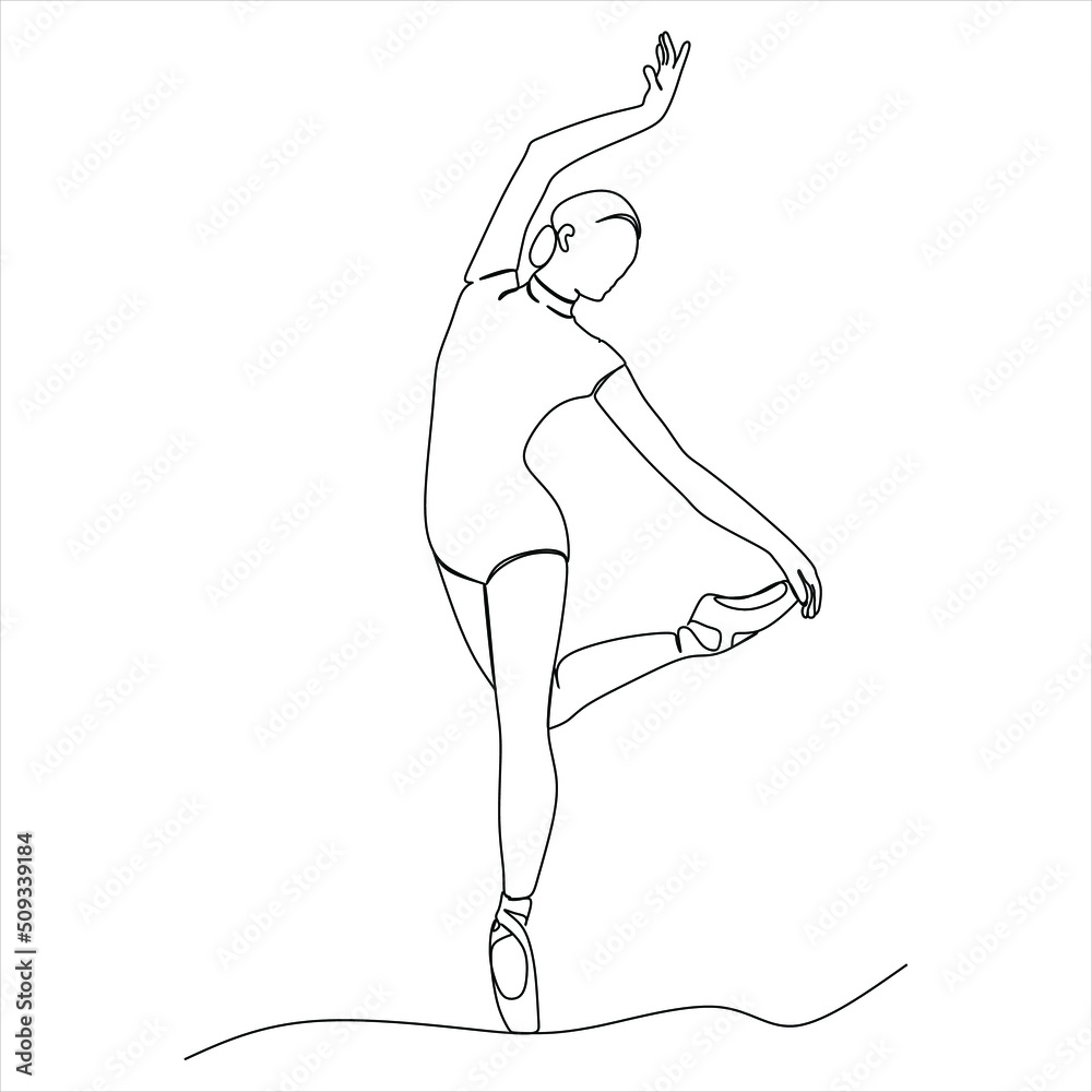 Continuous line drawing. Ballerina ballet dancer. Vector illustration ...
