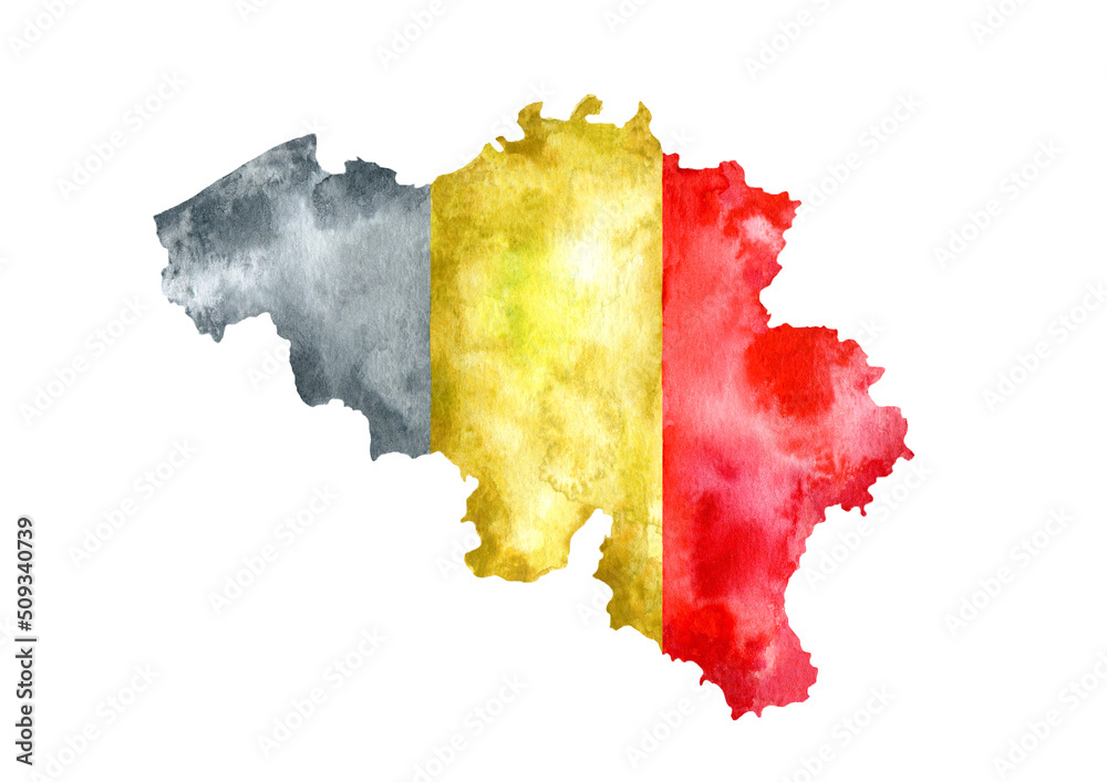 Belgium map. World map.Earth.Watercolor hand drawn illustration.White ...