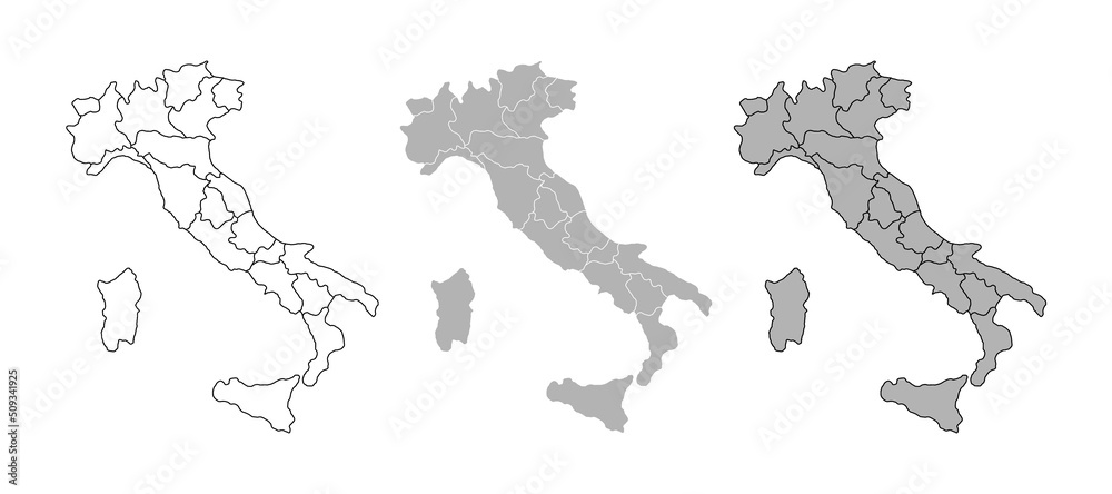 Photo & Art Print Italian political map with regional administrative ...