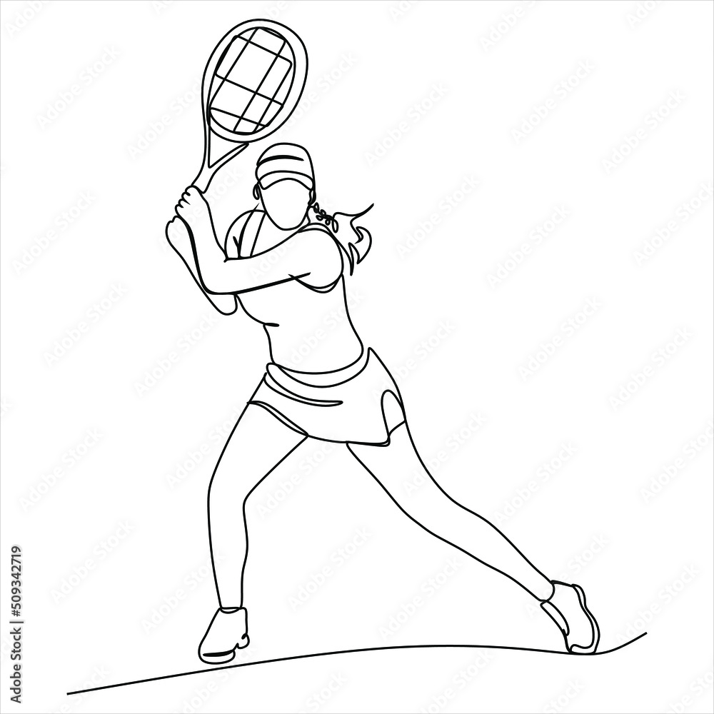 Vector drawing of a female tennis player. Sports, recreation. Stock ...