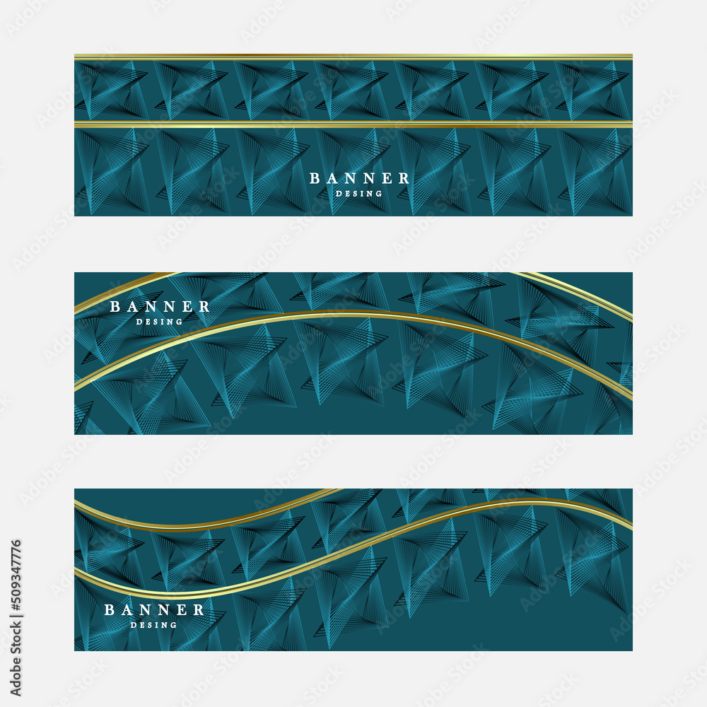 Set of blue and gold banner design Stock Vector | Adobe Stock
