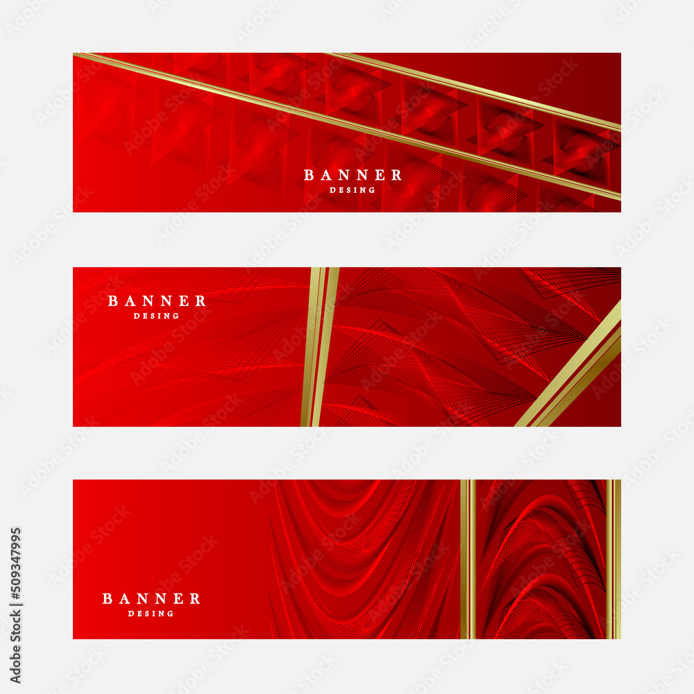 Set of red and gold banner design Stock Vector | Adobe Stock
