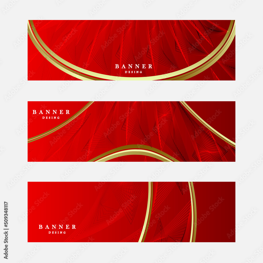 Set of red and gold banner design Stock Vector | Adobe Stock