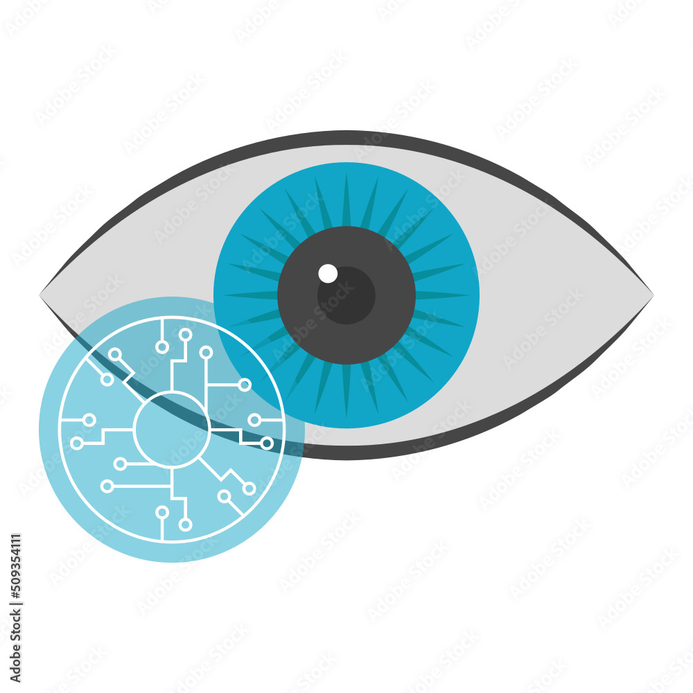 Prescription Lens Scanner Concept, Smart contact lenses vector color ...