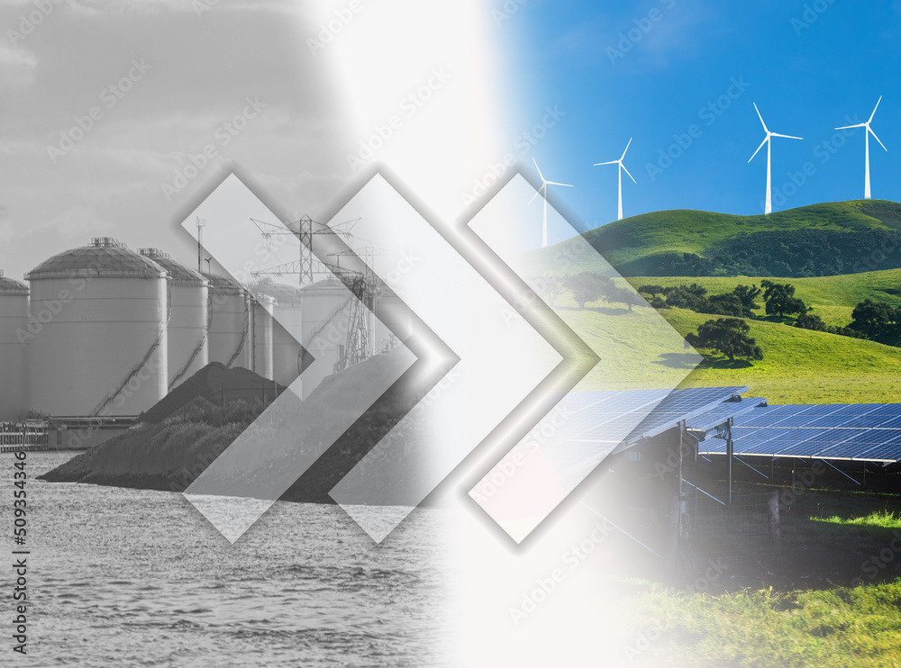 energy transition from fossil fuel to green energy. Stock Photo | Adobe ...