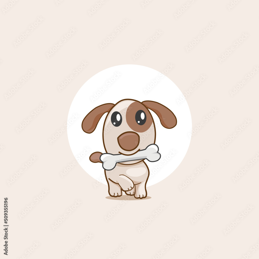 cute dog bites bones vector illustration Stock Vector | Adobe Stock