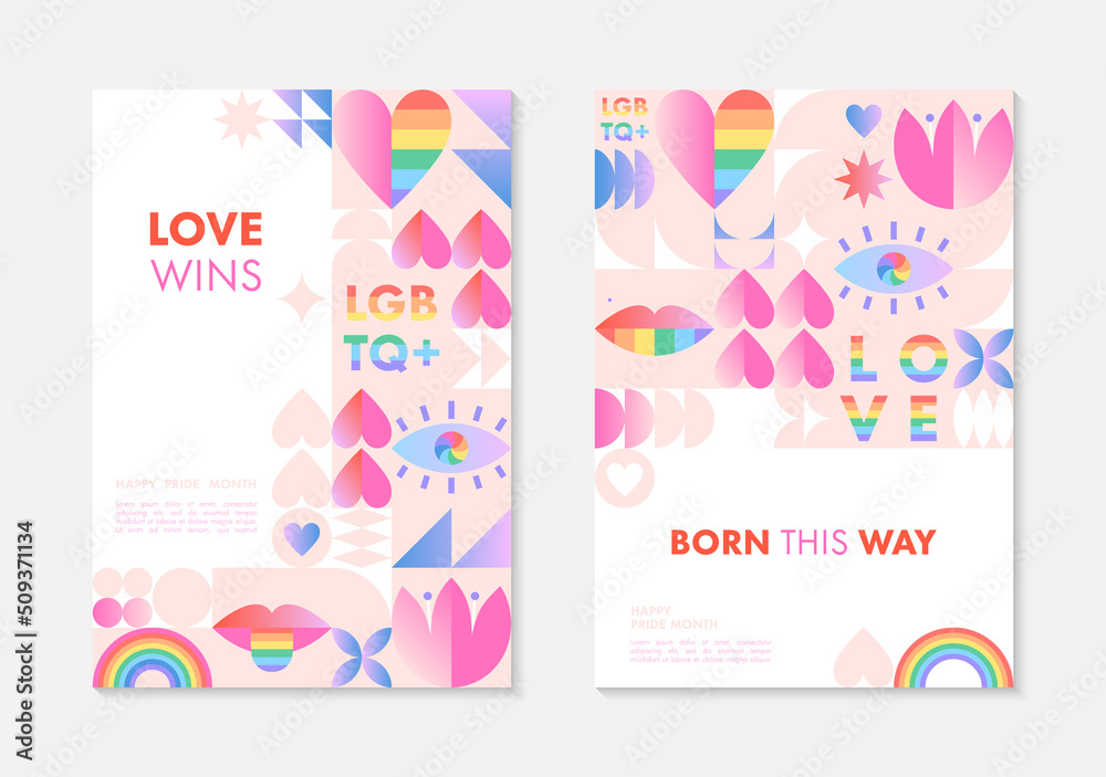 Pride month poster templates.LGBTQ+ community vector illustrations in ...