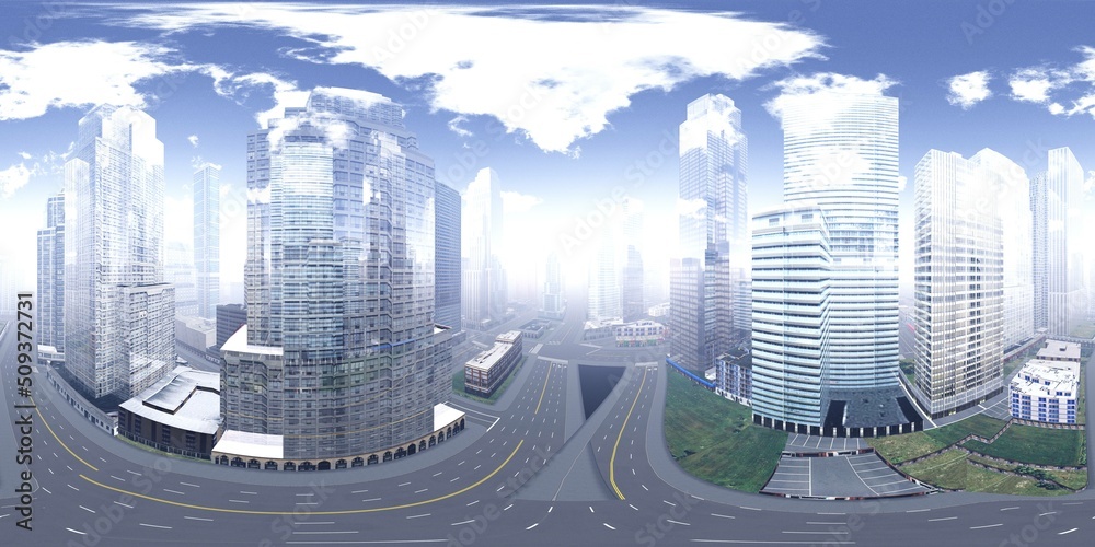 Panorama of the city. HDRI, environment map , Round panorama, spherical ...