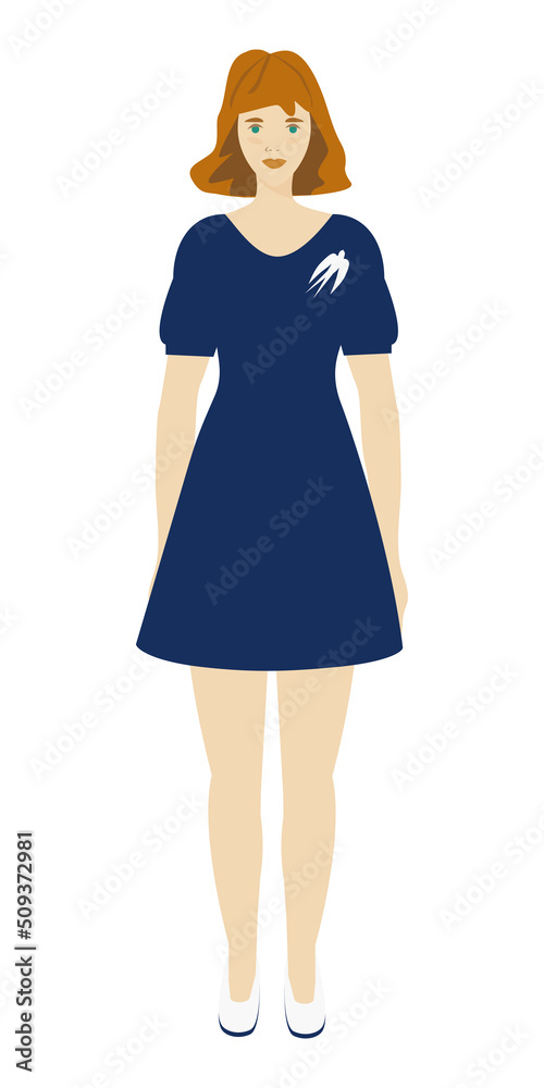 Girl Full height portrait Design element Vector illustration Isolated ...