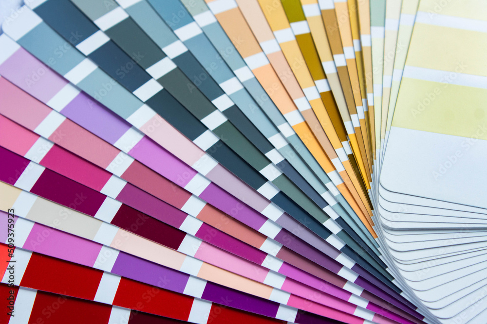 Color guide displaying a range of hues for use in interior design and ...