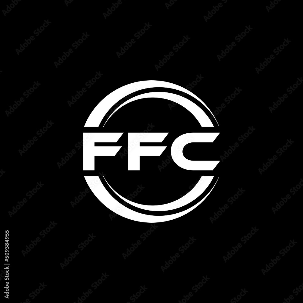 FFC letter logo design with black background in illustrator, vector logo modern alphabet font ...