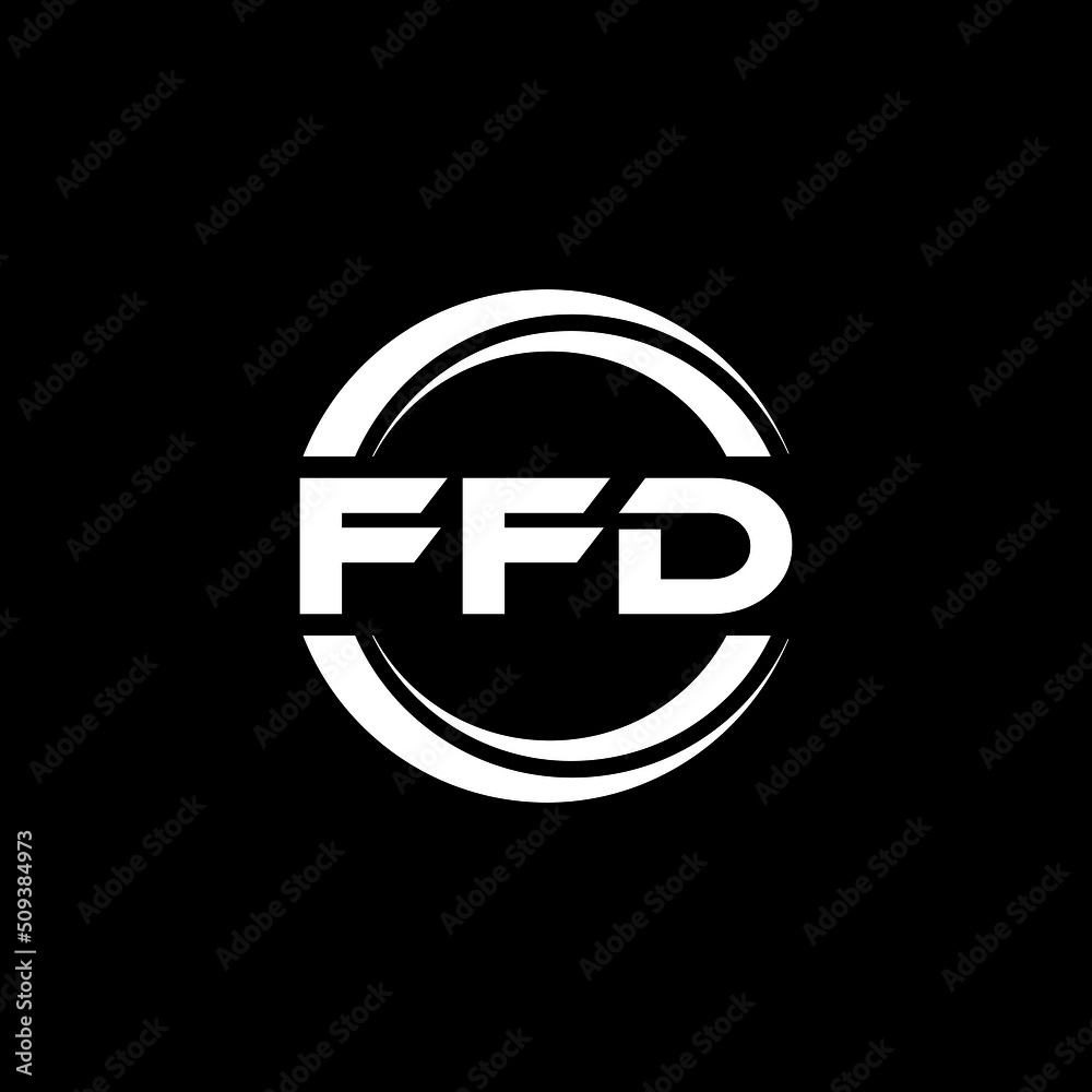 FFD letter logo design with black background in illustrator, vector ...