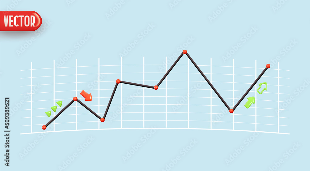 Stock price chart visual display. market shares. Growth charts ...