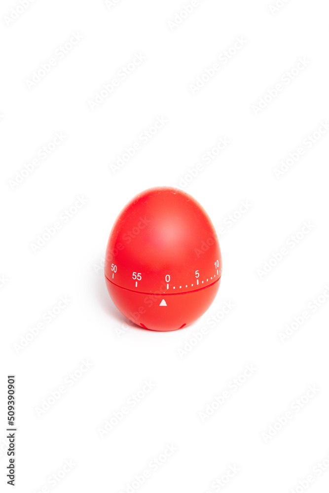 Red timer in the form of an egg on a white background.... Stock Photo ...