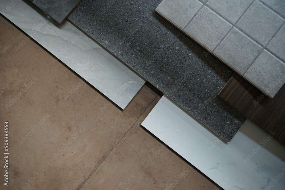 ceramic floor mood board display background for flooring tile and house ...