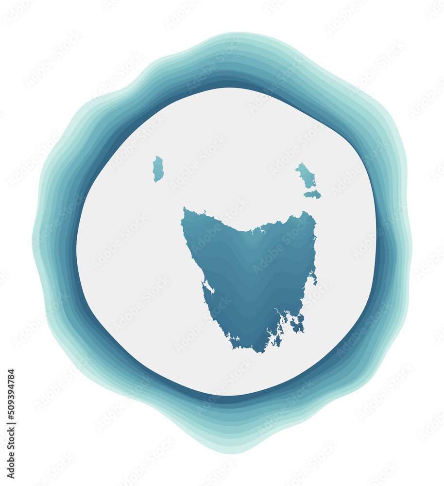 Tasmania logo. Badge of the island. Layered circular sign around ...