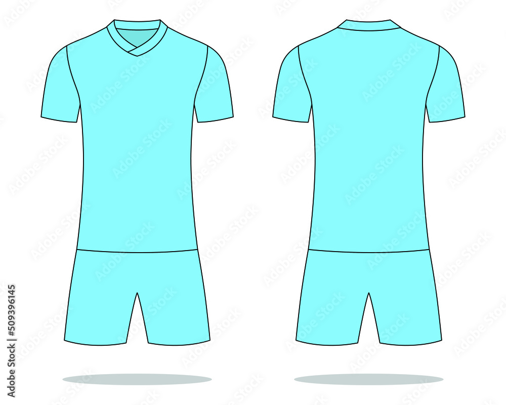 Blank Light Blue Soccer Uniform Template On White Background.Front And ...