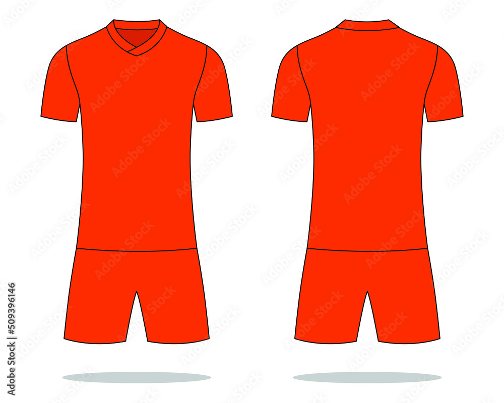 Blank Orange Soccer Uniform Template On White Background.Front And Back ...