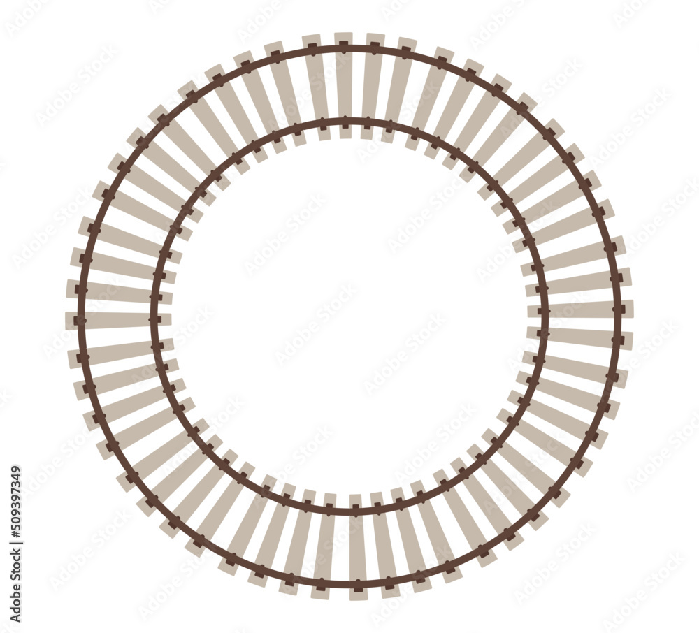 Round realistic train track railroad contour, vector illustration Stock ...