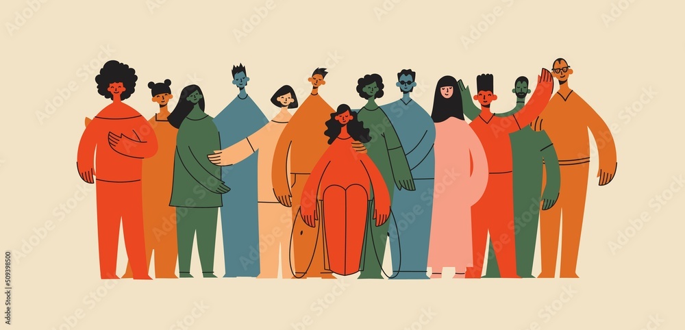 Flat illustration of a group containing inclusive and diversified ...