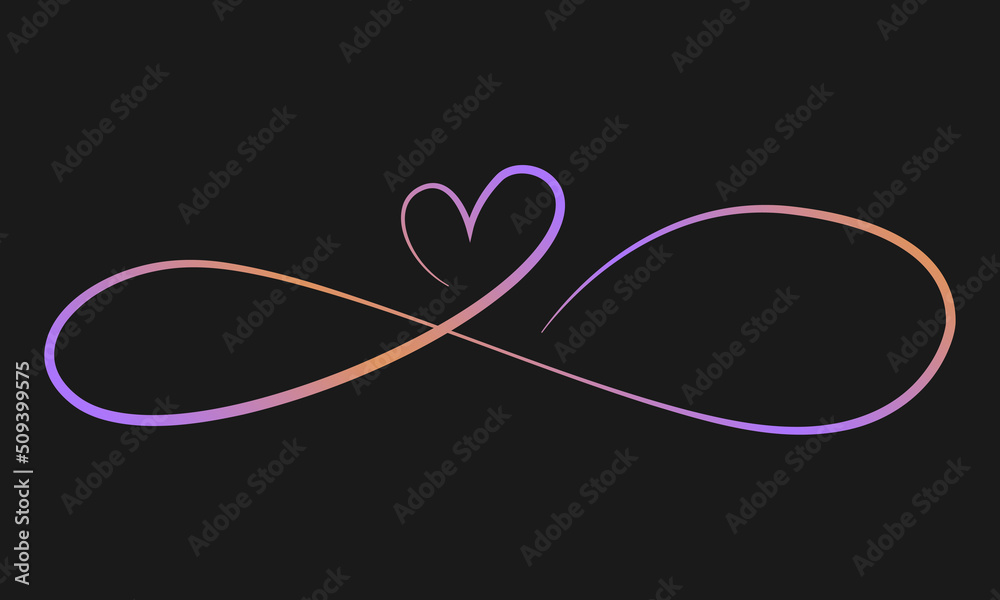 Love heart In the sign of infinity. Sign on postcard to Valentines day ...