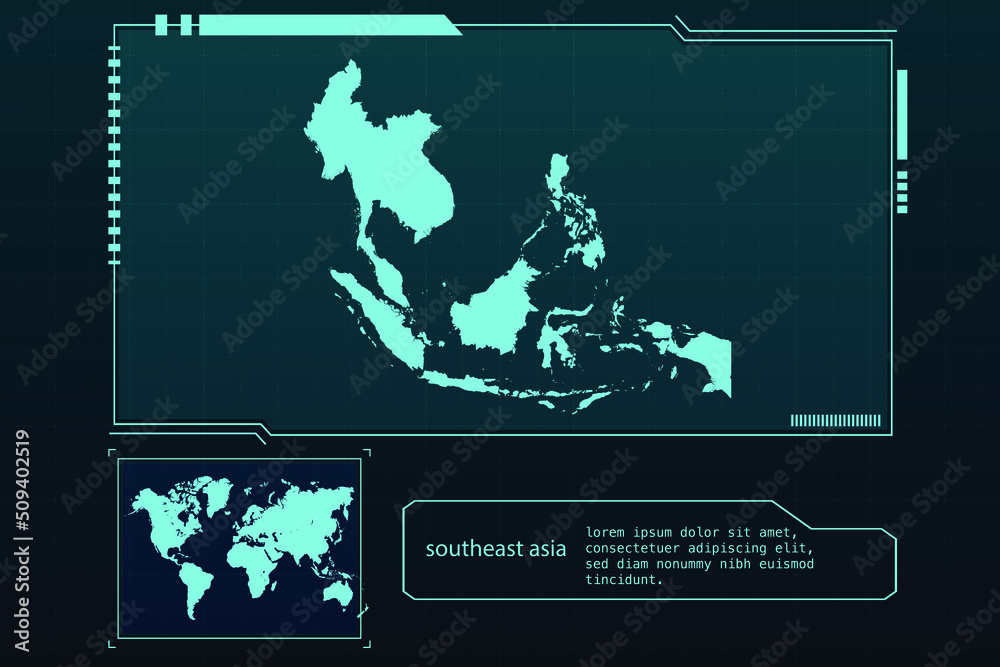 Southeast asia Map Futuristic infographic Map element collection ...