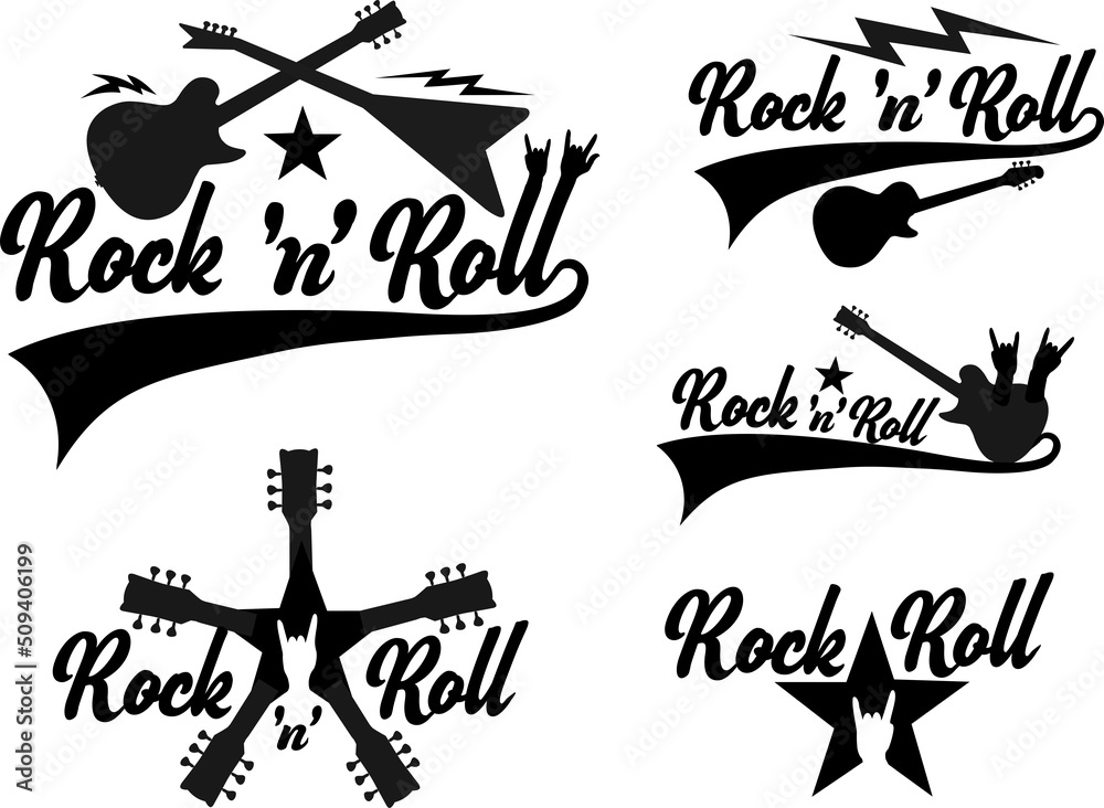 Rock 'n' roll - banner, logo, emblem, label or design element. Creative ...