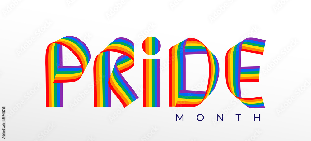 Pride Text with LGBT Flag Colors. Colorful text lined with ribbons ...