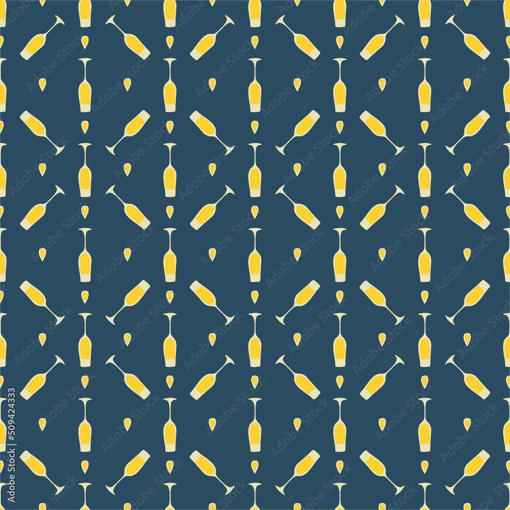 Champagne glass seamless pattern, great design for any purposes. Doodle ...