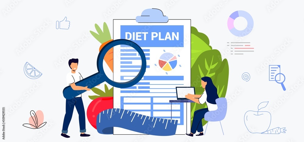 Nutritionist concept Diet plan Weight loss program Online medical ...