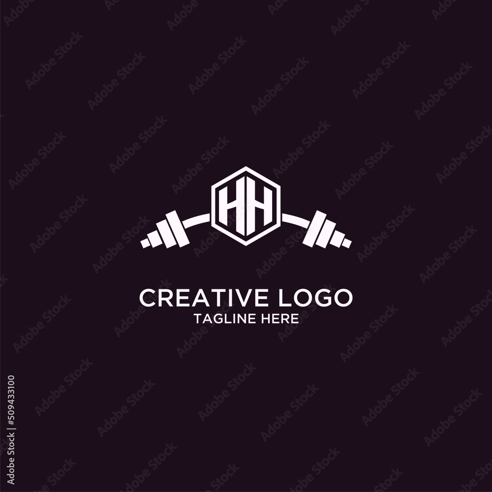 HH initial monogram for fitnes or gym logo with creative shield and ...