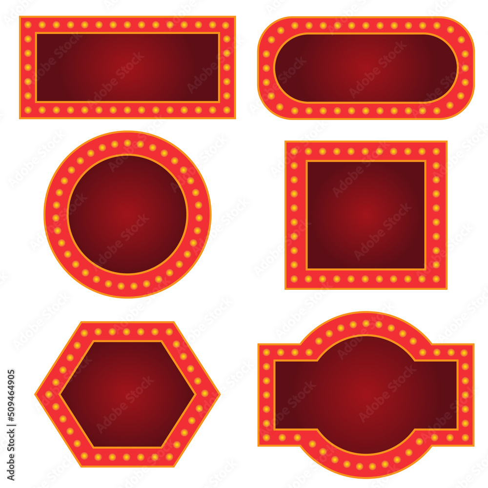 set of cinema border frames labels with golden bulb vector illustration ...