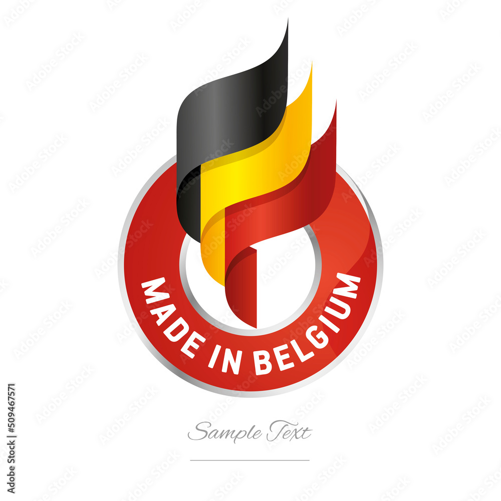 Made in Belgium Abstract wavy flag torch flame black yellow red modern ...